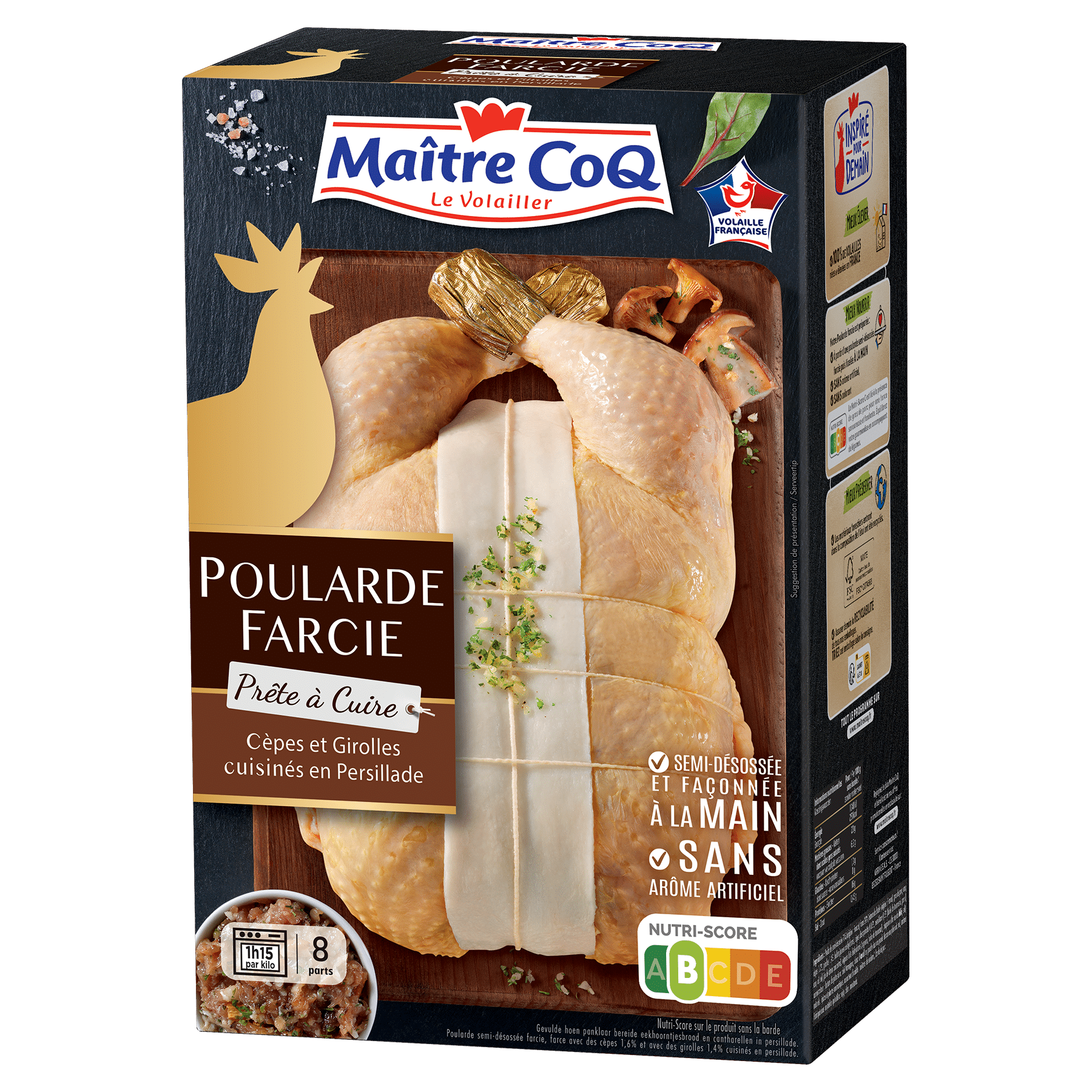Poularde semi-désossée farcie aux Cèpes et Girolles cuisinés en Persillade